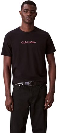Calvin Klein Herren T-Shirt Kurzarm Glitched Logo Classic Tee aus Baumwolle, Schwarz (Black), L