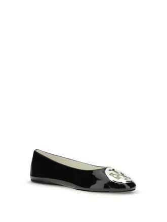 Tory Burch Womens Reva Ballerinas Perfect Black Calf Leather Bos Taurus Flat Shoes