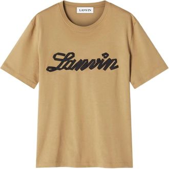 Lanvin Homme, Tops, Beige, Taille: XL T-Shirt Logo Brod&eacute;
