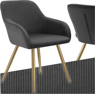 TecTake Tectake - Chaise élégante aspect corde avec forme ergonomique anthracite/doré