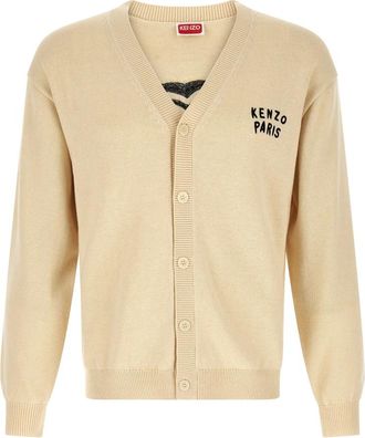 Kenzo Homme, Pulls, Beige, Taille: XL Boke Heart Cardigan