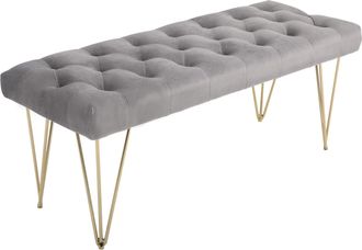 HOMCOM Sitzbank Polsterbank Pianobank Schuhbank mit Samtoptik Bettbank Klavierbank für Schlafzimmer, Wohnzimmer, Flur, Metall Grau 116 x 44,5 x 49 cm