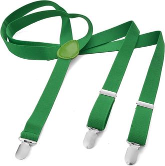 Miobo Herren Damen Long Hosenträger Y Form Style 3er Clips elastisch Schmal Unifarbe und Bunt mit verschiedenen Motiv, Grün (Grasgrün),Gr. One Size