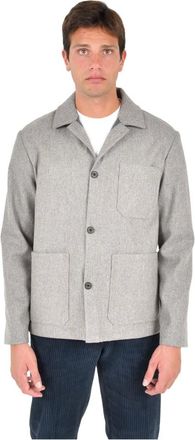 Drumohr Homme, Vestes, Gris, Taille: XL Veste en laine &agrave; col chemise