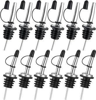 Generic Distributeur dhuile dolive, distributeur de vinaigre portable, 12 becs verseurs en acier inoxydable pour boissons alcoolis&eacute;es, accessoires de barman p