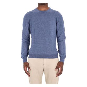 Barba Merinowolle Rundhals Pullover - - Knitwear - Herren - Blau - L