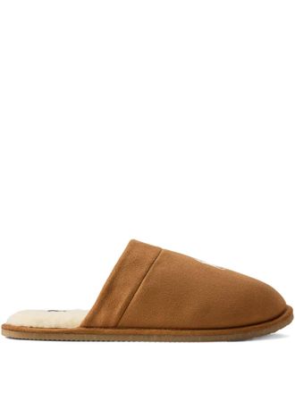 Polo Ralph Lauren chaussons Klarence &agrave; logo - Marron