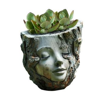 Generic Pot de fleurs en forme de visage de femme - Joli vase en r&eacute;sine - D&eacute;coration de bureau pour int&eacute;rieur et ext&eacute;rieur - Pot de fleurs pour jardin, terras