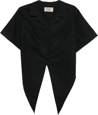 Alessandro Enriquez Femme, Blouses et Chemises, Noir, Taille: 40 FR Camicia assimmetrica, mezza maniche bottoni