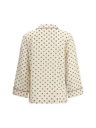 P.A.R.O.S.H. Womens Polka-Dot Silk Shirt Fantasia Panna