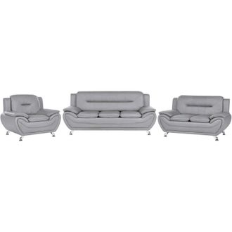 Beliani Sofa Set 6-Sitzer LEIRA Kunstleder Grau