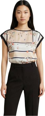 Liu Jo Femme, Blouses et Chemises, Multicolore, Taille: 38 FR Chemisier en coton &agrave; fleurs, manches courtes et col rond