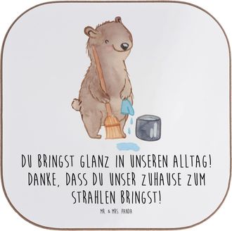 Mr. & Mrs. Panda Coaster Glanz Putzfrau - Geschenk, Bedanken, gl&auml;seruntersetzer, Wohlbefinden, unsichtbare Helden, Danke Sagen, Tassen Untersetzer, Aufmerksamkeit, Ane