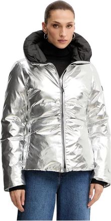 Pinko Kurze Daunenjacke mit Spiegeleffekt - - Jackets - Damen - Grau - XS