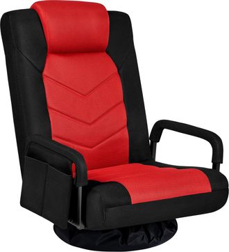Yaheetech Bodenstuhl 360&deg; Drehbar, Bodensessel 6-stufig Verstellbar, Klappbarer Boden Gaming Stuhl mit Armlehne & Praktischer Tasche, Bodensofa f&uuml;r Wohnzimmer/S