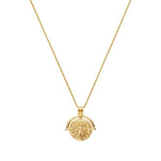 Missoma Collier Lucy William avec pendentif rond en laiton et plaqu&eacute; or
