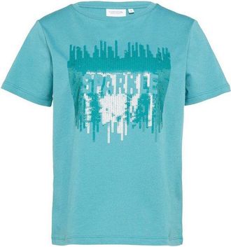 Comma T-Shirt Pailletten Rundhals-Ausschnitt, kurzarm, Regular Fit