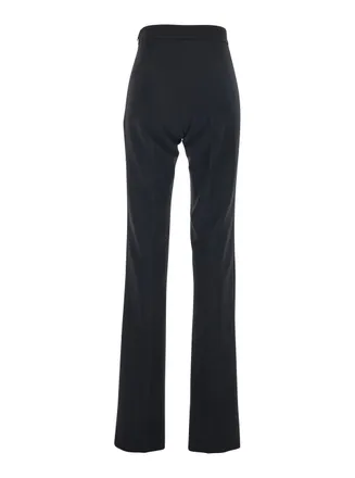 Elisabetta Franchi Womens Pants High-Waisted Black Polyester Trousers