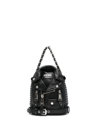 Moschino sac &agrave; dos Biker en cuir - Noir