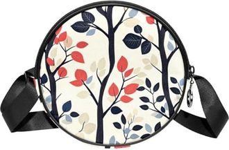 Generic Sac &agrave; bandouli&egrave;re rond pour femme, motif darbre color&eacute;, petit sac &agrave; bandouli&egrave;re avec fermeture &eacute;clair, bretelles r&eacute;glables, sac &agrave; main rond d&eacute;contract