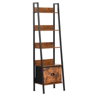 Furniture R FurnitureR Leiterregal, schmales Regal, B&uuml;cherregal f&uuml;r Homeoffice, Wohnzimmer, Schlafzimmer, K&uuml;che, B&uuml;cherregal aus Holz mit Schubladen