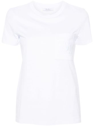 Max Mara t-shirt en coton à logo brodé - Blanc