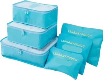 Generic 6-teiliges Reise-Aufbewahrungstaschen-Set for Kleidung, Organizer, Kleiderschrank, Koffer, Tasche, Schuhe, Verpackungsw&uuml;rfel(Sky Blue)