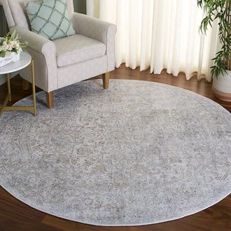 Safavieh Traditionell Teppich f&uuml;r Wohnzimmer, Esszimmer, Schlafzimmer - Evoke Collection, Kurzer Flor, Elfenbein und Taupe, 244 x 244 cm