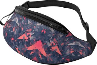 Generic Atmungsaktiv Lauftasche Rosa-Schwarzer Druck Waist Fanny Pack Lauftasche Bauchtasche F&uuml;r Running Outdoor Sport 14X35Cm