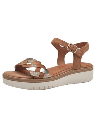 Tamaris Damen Plateau Sandalen Leder Sommer; COGNAC COMBINED/braun; 38 EU
