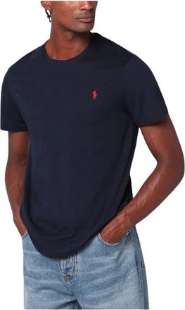 Polo Ralph Lauren Homme, Tops, Bleu, Taille: L T-shirt en coton coupe slim sur mesure