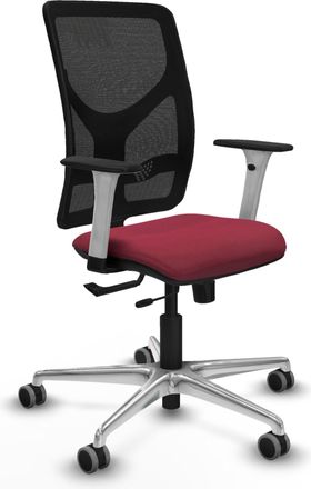 Piqueras y Crespo B&uuml;rostuhl mit wei&szlig;en und schwarzen Armlehnen, ausgestattet mit Syncro/Traslack und Schneideschaum, mit Rollen von 65 mm, Parkett, Schwarz/Granatrot