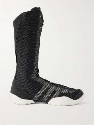 adidas Originals + Y-3 Regu Kniehohe Stiefel Aus Mesh Mit Besätzen Aus Leder Und Veloursleder - Schwarz