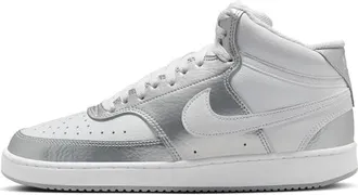 Nike Nike Femme NikeCourt Vision Mid Sneaker, White Metallic Silver, 40.5 EU