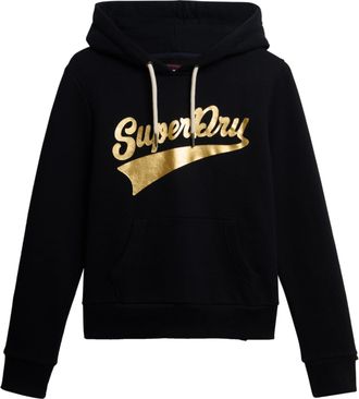 Superdry Damen Super Athletics Kapuzenpullover Schwarz 36