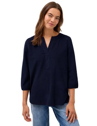 Cecil Damen 3412033 Split Neck Cordbluse, urban Dark Blue, XX-Large