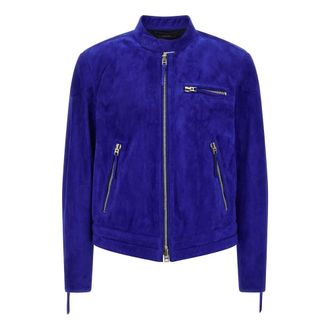 Tom Ford Homme, Vestes, Bleu, Taille: 2XL Veste en daim et cachemire