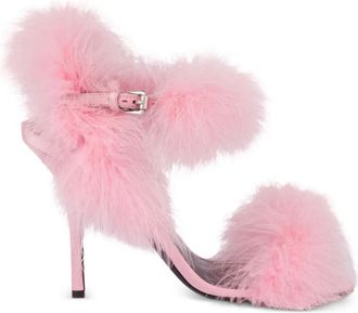 Moschino robe &agrave; d&eacute;tails de plumes - Rose