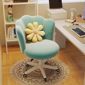 Generic Drehbarer B&uuml;rostuhl Aus Samt Mit Blumenmuster Und Verstellbarer H&ouml;he for Den Schminktisch Oder Das Arbeitszimmer Im Schlafzimmer(Blue)