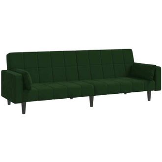 vidaXL Schlafsofa 2-Sitzer mit 2 Kissen Dunkelgr&uuml;n Samt Vidaxl