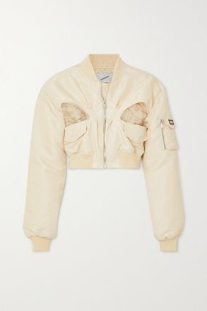 Coperni Verk&uuml;rzte Bomberjacke Aus Twill Mit Cut-outs - Creme