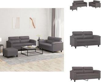 vidaXL Vidaxl - 3-tlg. Sofagarnitur mit Kissen Grau Kunstleder - Couchgarnitur - Ecksofa - Grau - Ledercouch - Lounge Möbel