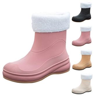 Generic Bottes de pluie pour femme, chaussures de jardin imperm&eacute;ables avec doublure en peluche, bottes de pluie antid&eacute;rapantes pour lext&eacute;rieur, chaudes et con