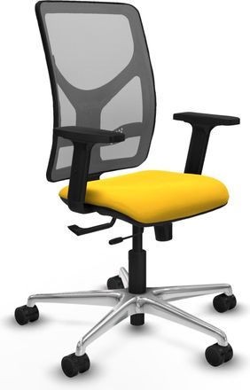 Piqueras y Crespo Hochwertiger Schreibtischstuhl mit 2D-Armen, h&ouml;henverstellbare Lendenwirbelst&uuml;tze, ausgestattet mit Syncro/Traslack und Schneideschaum, Grau/Gelb