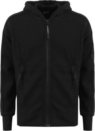 C.P. Company C.p. Company, Homme, Sweatshirts et sweats &agrave; capuche, Noir, Taille: 2XL Sweat &agrave; capuche zipp&eacute; en diagonale