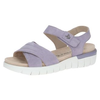 Caprice Comfort Damen Sandalen flach aus Leder mit Klettverschluss, Lila (Lavender Suede), 41 EU