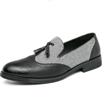 Generic Mocassins Penny pour homme avec pompons, chaussures décontractées à enfiler et chaussures habillées de fête pour homme, Noir, 39 2/3 EU