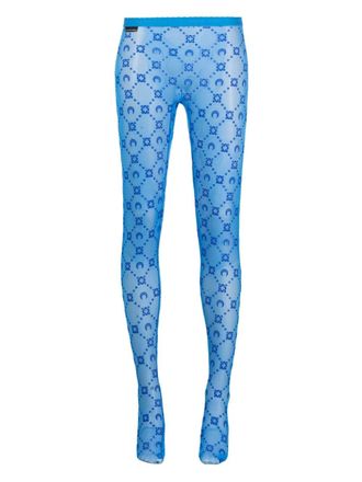 Marine Serre collants &agrave; motif monogramm&eacute; floqu&eacute; - Bleu