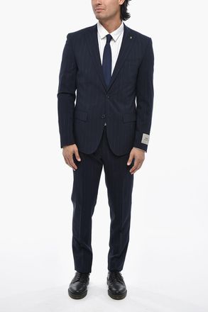 Corneliani CC COLLECTION Nadelstreifen-Anzug aus Schurwollmischung mit Pattentaschen Corneliani