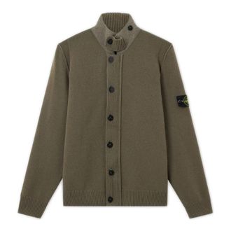 Stone Island Gerippter Woll-Rei&szlig;verschluss-Pullover - - Knitwear - Herren - Gr&uuml;n - XL
